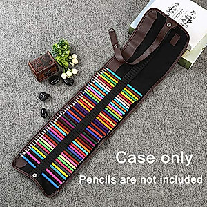 Bringsine Professional Roll UP Washable Canvas Pencil Bag Pencil Wrap,72 Pencil Holder Colored Pencils Case Multi-purpose Pouch for School Office Art Travel pen organizer