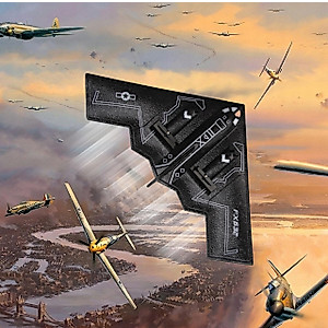 Eayaele RC B-2 Spirit Bomber Plane, 2CH Remote Control Airplane Foam Toy for Beginners Easy Ready to Fly Kids Boys (Black)