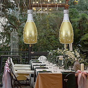 HORUIUS Champagne Bottle Mylar Foil Balloons Birthday Engagement Bachelorette Party Bridal Shower Wedding Celebration Anniversary Decorations 3PCS (Gold)