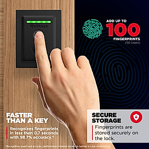Kwikset Halo Touch Contemporary Square Wi-Fi Fingerprint Smart Lock No Hub Required featuring SmartKey Security in Matte Black (99590-004)