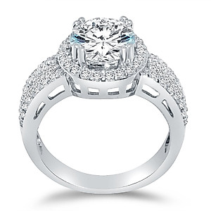 Size - 4.5-925 Sterling Silver Round Large Wide Floating Halo Solitaire Engagement Ring CZ Cubic Zirconia (3.50cttw., 2.50ct. Center)