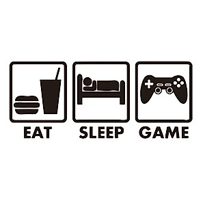 Boys Room Controller Joysticks Wall Sticker Quotes Eat Sleep Games Letter Art Wall Decor Sticker for Kids Boys Room Play Room Art Decal Y-212 (Black, 57X25CM)