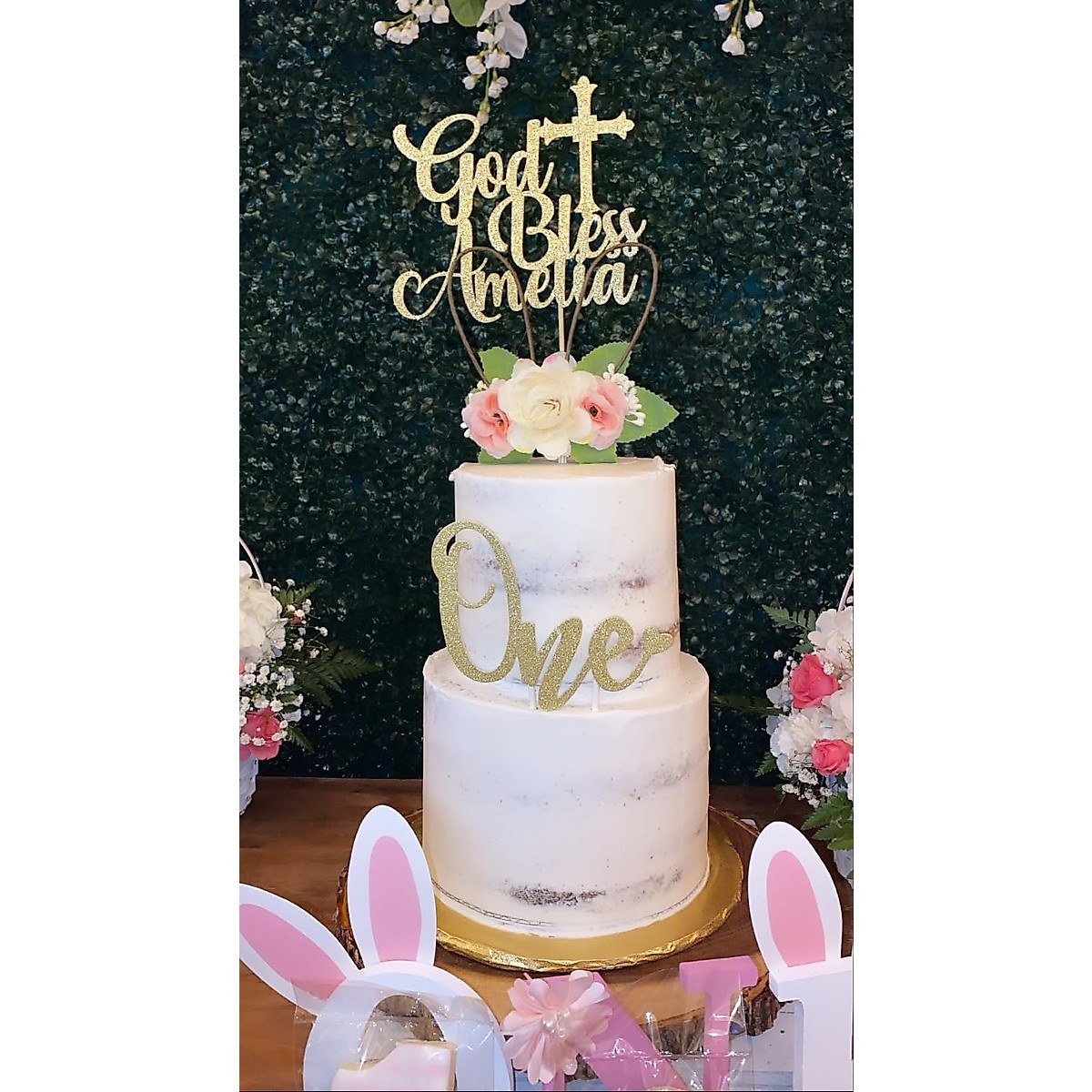 DreamLily Baby Girls Flower Crown Spring Bunny Headband Woodland Floral Head Piece for Toddler BB14 (Pink)