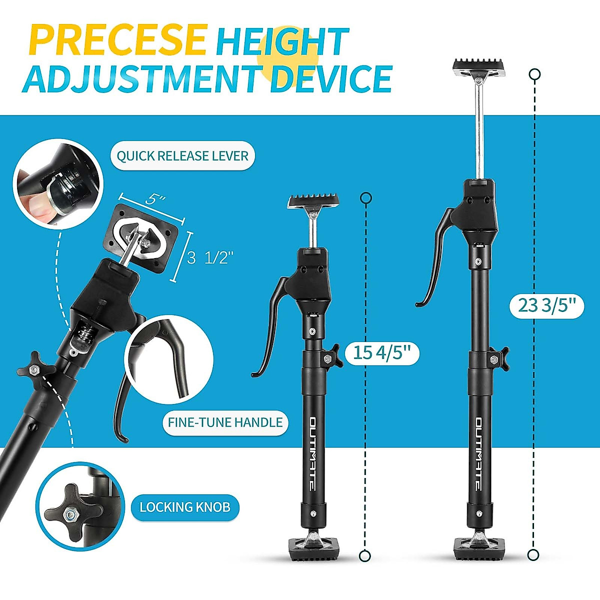OUTIMATE Third Hand Support Pole Heavy Duty, Cabinet Jacks for Installing Cabinets with 200 LBS Capacity and Expand from 15-4/5 to 23-3/5 IN, 2-PC