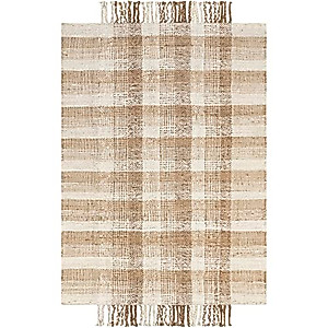 nuLOOM Tiegan Plaid Jute Tassel Area Rug, 8' x 10', Natural