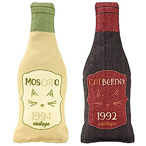 Wine Bottle Catnip Toys for Cats and Kittens Plush Wine Bottle - Funny Cat Toy Moscato and CATbernet - Cat Nip Toy for Wine Drinking Cat Moms and Dads