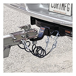 CURT 80176 44-Inch Vinyl-Coated Trailer Safety Cables, 17/32-In Snap Hooks, 7,500 lbs Break Strength, Pack of 2 , Black