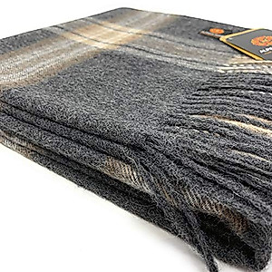 Alpaca Home | Tartan Plaid Alpaca Throw Blanket | 100% Baby Alpaca Wool in Natural Shades | 6.6 Feet Long X 4.25 Feet Wide | Hypoallergenic, Soft & Cozy (Campfire Plaid)