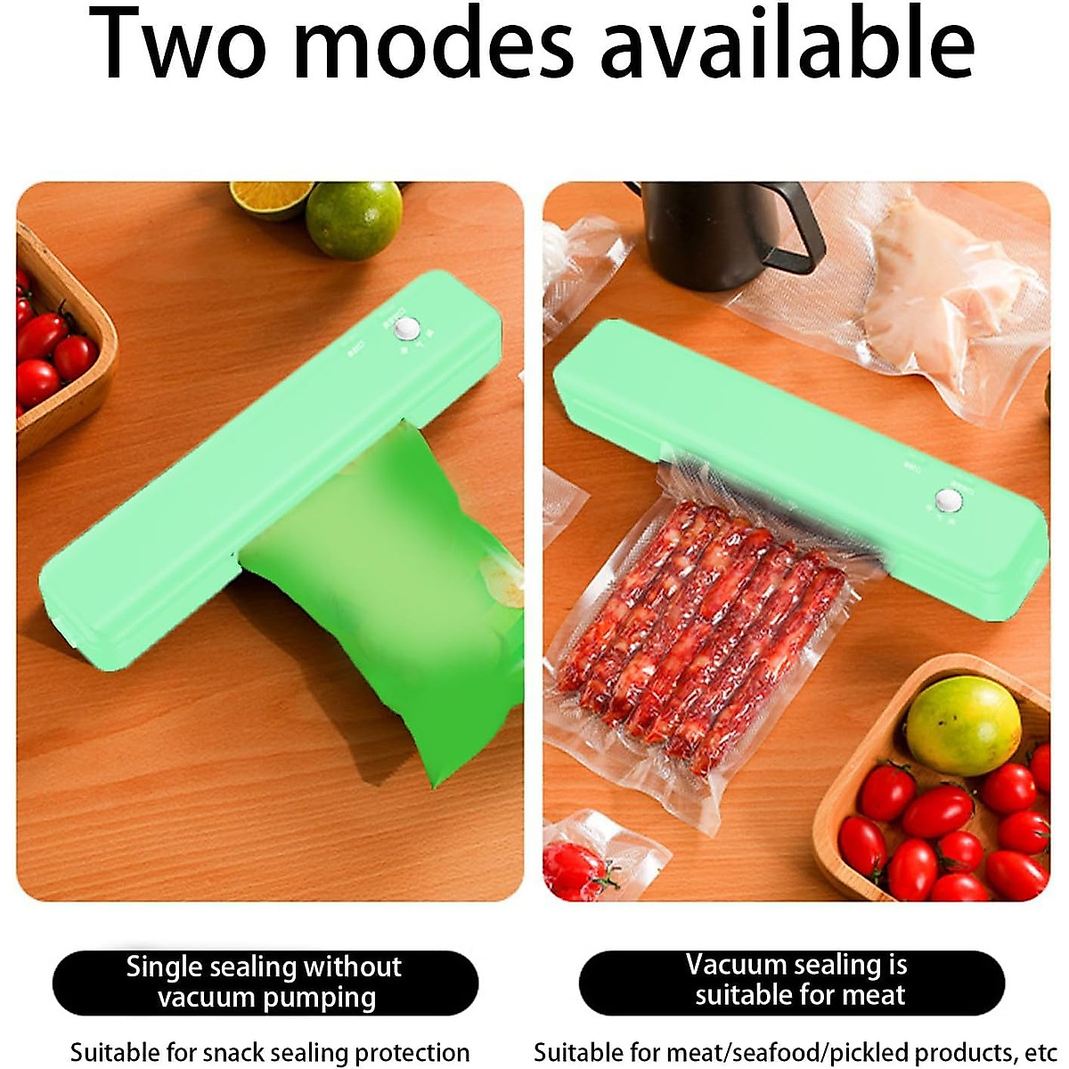 Vacuum Sealer - Automatic Food Vacuum Sealer with LED Indicator, Food Vacuum Sealer for Food Preservation Airtight Packaging System, Compact Design (Green)