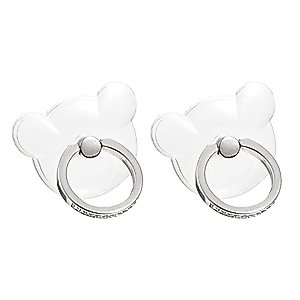 uxcell Transparent Phone Ring Holders, Diamond Clear Finger Grip Stand for Phone, Case, Tablet (Bear Shape), 2Pcs