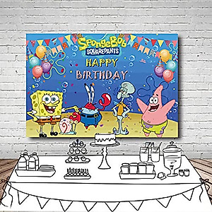 Cute Cartoon Photo Background for Children Happy Birthday Party Banner Decoration Photo Booth Studio Props Baby Shower Cake Table Photography Backdrops 5x3ft