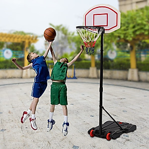 Basketball Hoop 5.8ft-7ft Height Adjustbale Basketball Stand with 2 Wheels Portable Basketball System Basketball Equipment for Indoor Outdoor