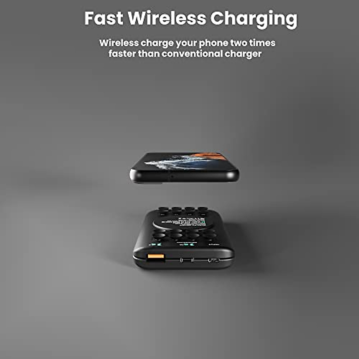 TECHSMARTER 12000mAh 18W USB-C PD Wireless Power Bank with Anti-Slip Suction Cups. Portable Charger Compatible with iPhone 15, 14, 13, 12, 11, SE 2020, X, XR, XS, Samsung S23, S22, S21, S20, S10, S9