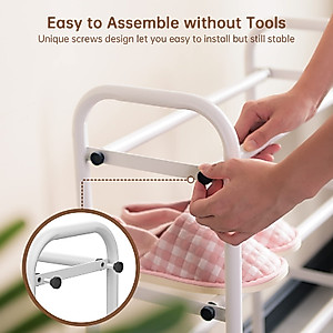 Gonfoam 4-Tier Expandable Shoe Rack,Adjustable Shoe Shelf Storage Organizer Heavy Duty Metal Free Standing Shoe Rack for Entryway Closet Doorway (White)