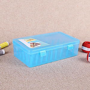 Generic Compact Sewing Thread Holder with Lid for 42 Spools, Blue, 23.7x13.7x6.6cm