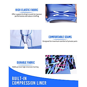 maamgic Mens 5" Gym Running Shorts for Men 2 in 1 Quick Dry Workout Athletic Shorts Colorful Blue Small