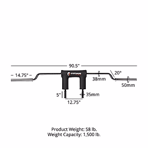 Titan Fitness Rackable Safety Squat Bar, Cambered Barbell with 5" Drop, Rated 1,500 LB, HeftyGrip Shoulder and Arm Pads, 35mm Easy-Grip Hand Grips, Ribbed Olympic Weight Sleeves