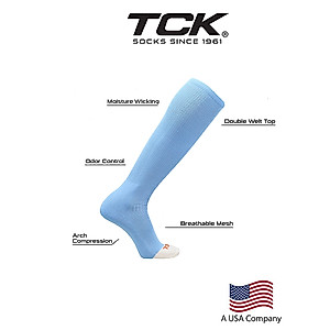 TCK Prosport Performance Tube Socks (Columbia Blue, Medium)