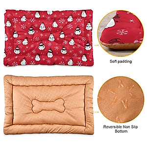 Coikll Christmas Cute Snowmen Pet Bed Pad Soft Dog Bed Mat with Anti-Slip Bottom, Machine Washable Crate Pad Mattress for Dog Sleeping- 36 * 24inches