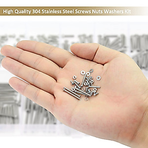Kindroufly 562 Pieces M2 x 4/6 /8/10 /12/16 /20mm Button Head Socket Cap Screws Nuts Washers Assortment Kit, 304 Stainless Steel, Fully Machine Thread