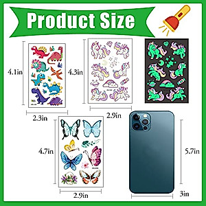 ZQFTZQ Glow In The Dark Temporary Tattoos for Kids,Mixed Style Luminous Temporary Tattoos Stickers Unicorn Butterfly Dinosaur Mermaid Face Temp for Girls Boys Glow Party Supplies Gifts Christmas Toys