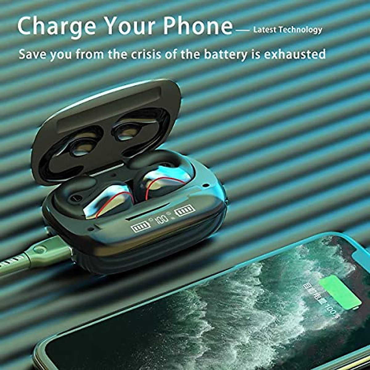 ESSONIO Open Ear Headphones air Conduction Headphones Bluetooth Workout Headphones Open Ear Earbuds for Sports Running Headphones Exercise Around Ear (Two Ears Gray)