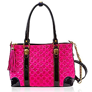 Marino Orlandi Large Tote Purse Violet Rose Leather Satchel Bag Italian Designer Handbag