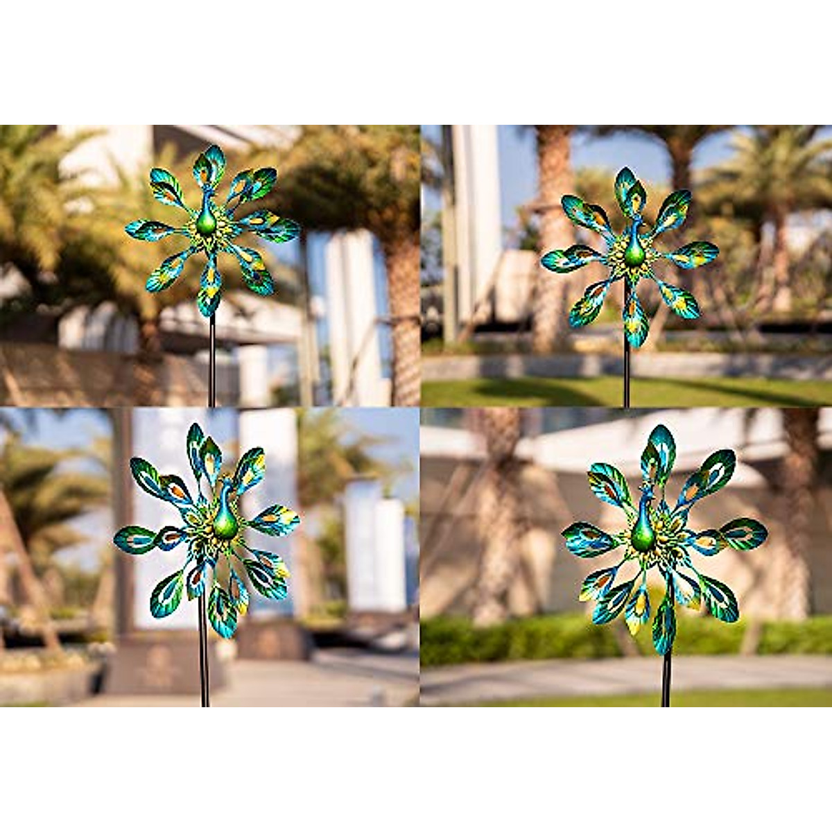 MUMTOP Wind Spinner 51" Peacock Double Wind Sculpture is Suitable for Decorating Your Patio, Lawn & Garden