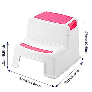 2 Step Stool for Kids(1 Pack, Drak Pink) - Toddler Step Stools for Toilet Potty Training, Bathroom and Kitchen - Slip Resistant Soft Grip for Safety, Stackable