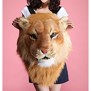 Glanzzeit 3D Animal Head Backpack Cool Design Panda Tiger Lion Panther Knapsack (Large, Lion)