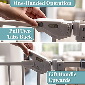InnoTruth 29-39.6" Baby Gate for Pets, Auto Close Both Sides Dog Gate with One-Hand Opening, 30" Tall Safety Gates for Stairs, Hallways, Bedrooms, Wall Pressure Mount No Drill, White
