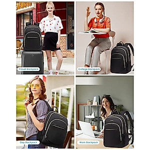 LOVEVOOK Laptop Backpack for Women & Men, 17.3 Inch Anti Theft Travel Backpack with USB Port, Stylish Casual Daypack for College, Large Capacity Teacher Nurse Work Backpack Purse, Black