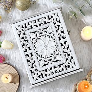 AHUONEL Wooden Key Holder for Wall, Key Box Key Cabinet, Key Hooks Wall Mounted Key Hangers Rustic Decorative Key Rack with 6 Key Hooks for Home Office Entryway Hallway Bedroom Living Room