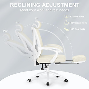 Misolant Ergonomic Office Chair with Footrest, Ergonomic Desk Chair with Adjustable 2D Lumbar Support, High Back Office Chair with Adjustable Headrest, Comfortable Executive Office Chair