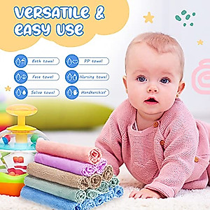 100 Pack Baby Washcloths Bulk 10 x 10 Inch Microfiber Coral Fleece Baby Face Towels Absorbent and Soft Baby Wash Cloths for Newborns Infants and Toddlers