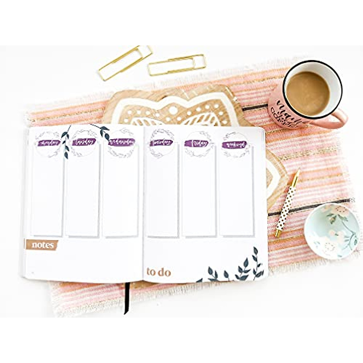 Weekly Planner - Cute Dot Bullet Paper Planner Notebooks and Journal for Women by June and Lucy: Undated 12 Month Dot Grid Appointment Planner, Calendar & Personal Organizer for Women