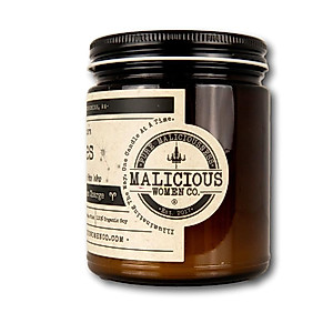 Malicious Women Co - Scorpio Zodiac Soy Candle, 9oz, Handmade Natural Wax, Pink Chandelier Scent, Astrology Gift for Women, Organic, Vegan Candle, Clean Burning, Aromatherapy, Relaxation, Home Décor