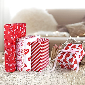 CHRORINE 60 Sheets Valentines Tissue Paper 6 Designs Gift Wrapping Paper for Valentine's Day, Wedding Party Crafts Decor