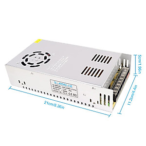 12V 33.3A Universal Regulated Switching Power Supply,400W 100-240V AC to DC, for CCTV, Radio, Computer Project, LED Strip Lights, 3D Printer