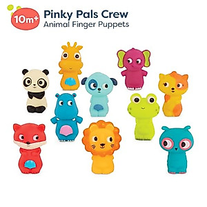 B. toys B. – 10 Finger Puppets – Animal Finger Puppets – Fox, Panda, Hippo, Giraffe, Dog – Lion, Cat, Frog, Elephant, Owl – 10 Months + – Pinky Pals Crew