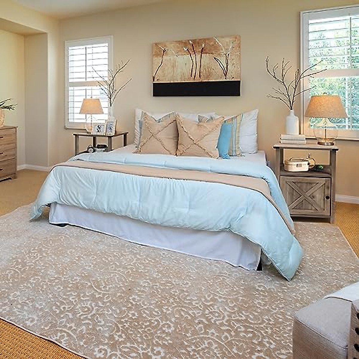 JOINHOM Farmhouse Nightstand Bedroom, End Table with Barn Door and Shelf, Wooden Side Table for Living Room, Office, Bedroom