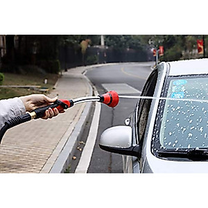 ESOW Garden Hose Watering Wand, 16 Inches Sprayer Wand, 8 Watering Patterns Adjustable Rain Wand, Ergonomic Handle with One Touch Valve Perfect for Watering Plants, Car Wash and Showering Dog