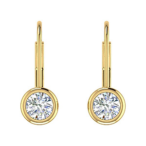 0.66 Carat Diamond Lever-back Drop Earrings in 14K Yellow Gold - IGI Certified