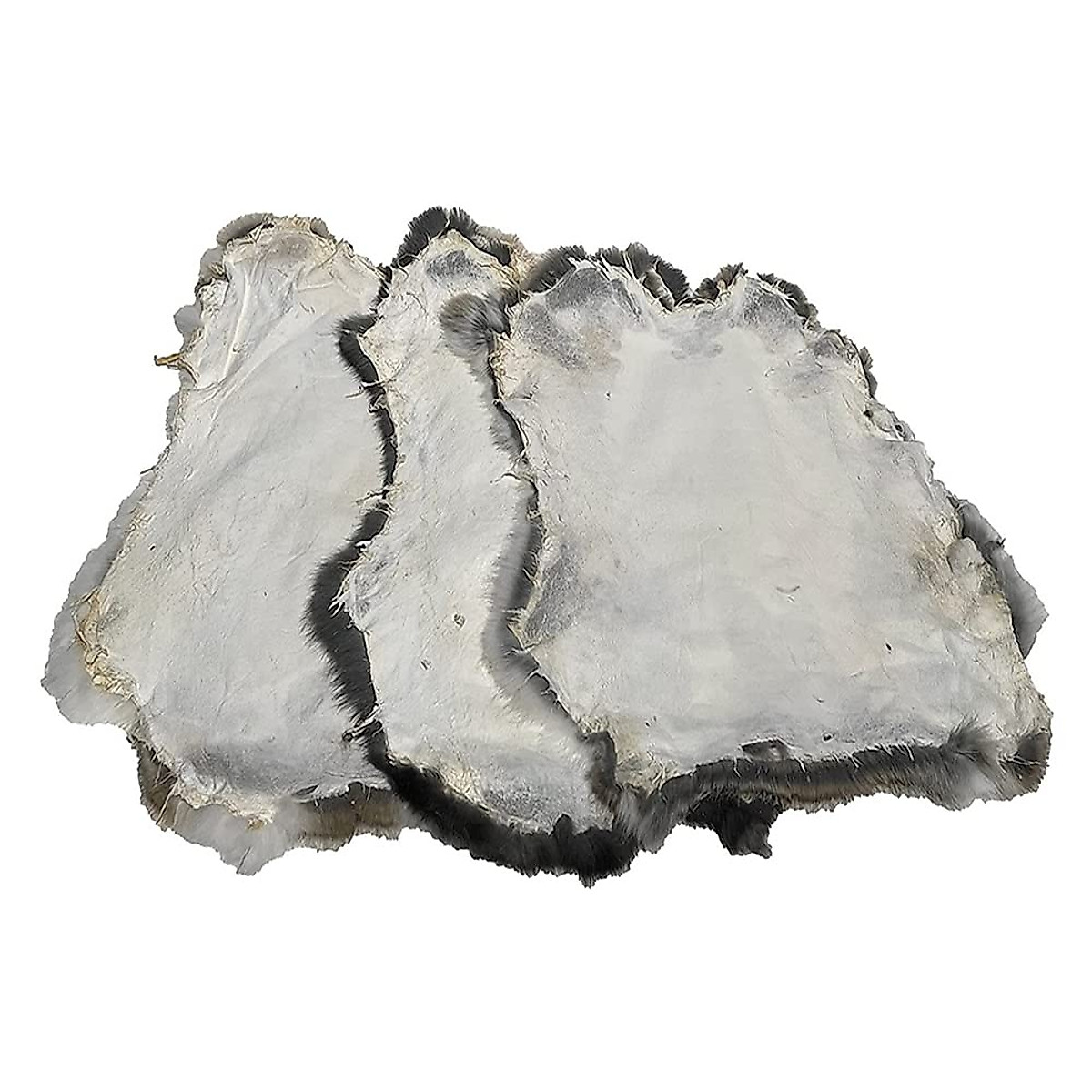 4pcs Assorted Bulk Craft Grade Natural Rabbit Skins Real Quality Rabbit Pelts Perfect for Decoration, Cat/Dog Toys, Sewing, or Crafting Fur Hide 10" by 14"