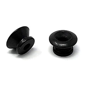 Vintage Forge Guitar Strap Buttons Black Modern Style Universal Fit for Acoustic and Electric Guitar and Bass (2) with Screws and Felt Washers SB80-BLK