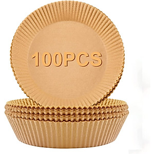 CANANA 100pcs Square 8.5 inch air fryer parchment paper,perforated parchment paper for air fryer,ovens & microwaves or 8-9 inches bamboo or metal steamers.