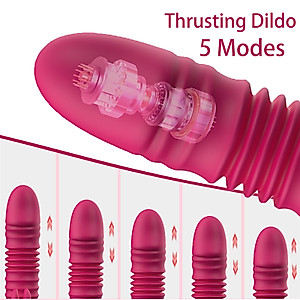 Thrusting Vibrator Dildo for Women - G Spot Rabbit Vibrator with 10 Vibration 10 Thrusting Modes, Vagina Vibrator for Clit Nipple Anal Stimulation, Rechargeable Adult Sex Toys