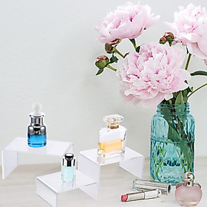 2 Sets Acrylic Display Risers, Clear Product Stand, Jewelry Display Riser Shelf Showcase Fixtures For Dessert Cupcake Candy Treat Action Figure Display