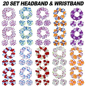 INNOCHEER Hawaiian Leis 80Pcs, Hawaiian Party Decorations of Flowers Necklaces, Headbands and Wristbands - Luau Party Supplies, Summer Beach Vacation, Tropical Themed Party Favors, Birthday, Wedding