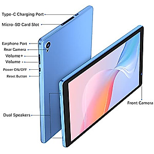 WeTap Android Tablet 10 inch Tablets丨 M10 Android 12 OS, 2+32GB Memory, Dual Camera Android Tablet, 1280x800 IPS Display Tablets, Quad-Core Processor, 6000 Mah Battery Bluetooth WiFi (Dark Blue)